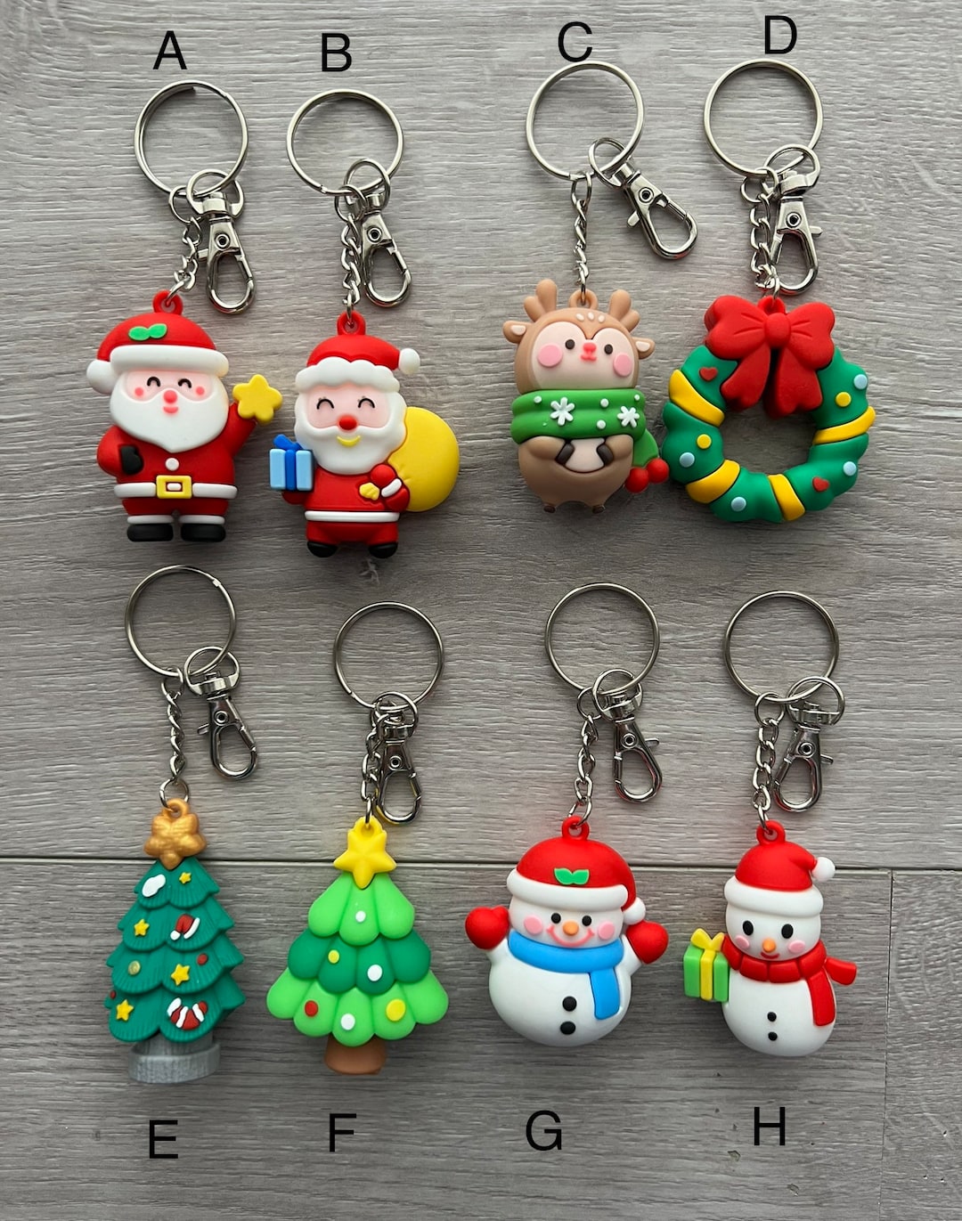 Keychain Christmas, Santa, Reindeer, Wreath, Tree, Snowman - Etsy