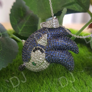 3.80ct Round Cut Diamond Sonic Hedgehog Necklace Pendant Chain Gold ...