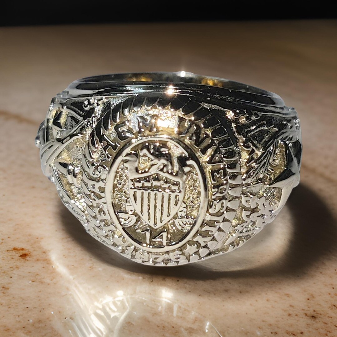 Class Aggie Men Ring 14K White Gold Finish Hip-hop Aggie Engagement ...