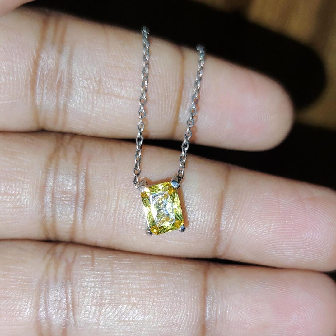 Yellow Diamond Pendant Emerald Cut Lab-created Yellow Diamond Solitaire ...