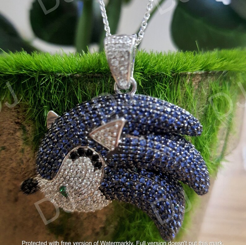 3.80ct Round Cut Diamond Sonic Hedgehog Necklace Pendant Chain - Etsy