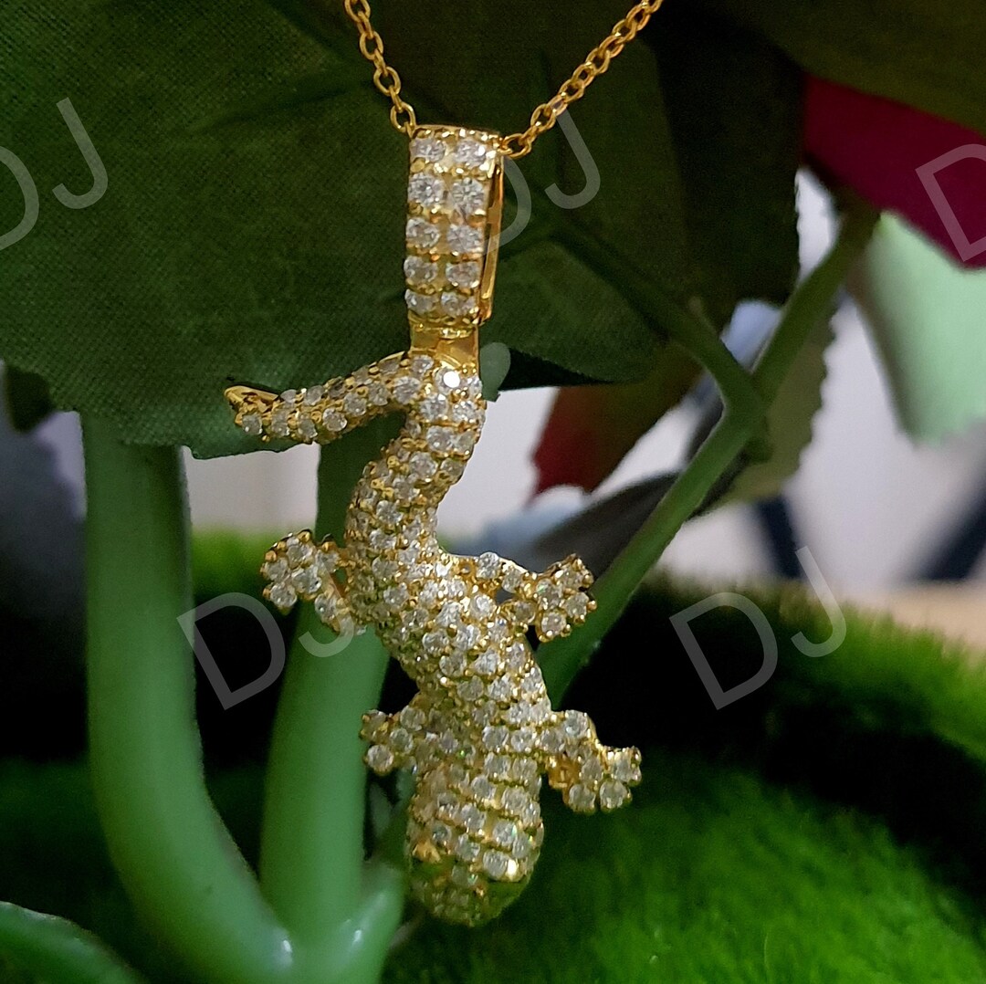 14k Gold Filled Lizard Necklace, Gold Gecko Pendant Chain Necklace ...