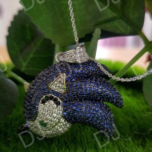 3.80ct Round Cut Diamond Sonic Hedgehog Necklace Pendant Chain Gold ...