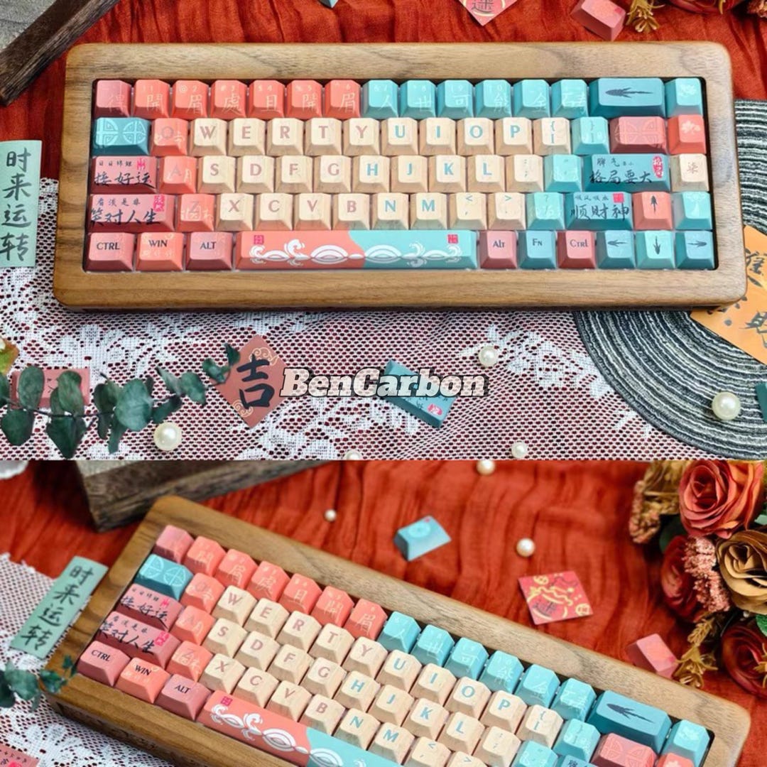 129 Set of Keycaps Ancient Calligraphy Themed, Original Custom Engraved ...