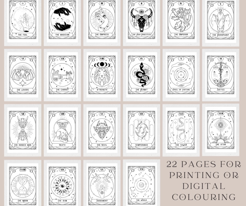 Tarot Card Colouring Book Instant Digital Download - Etsy