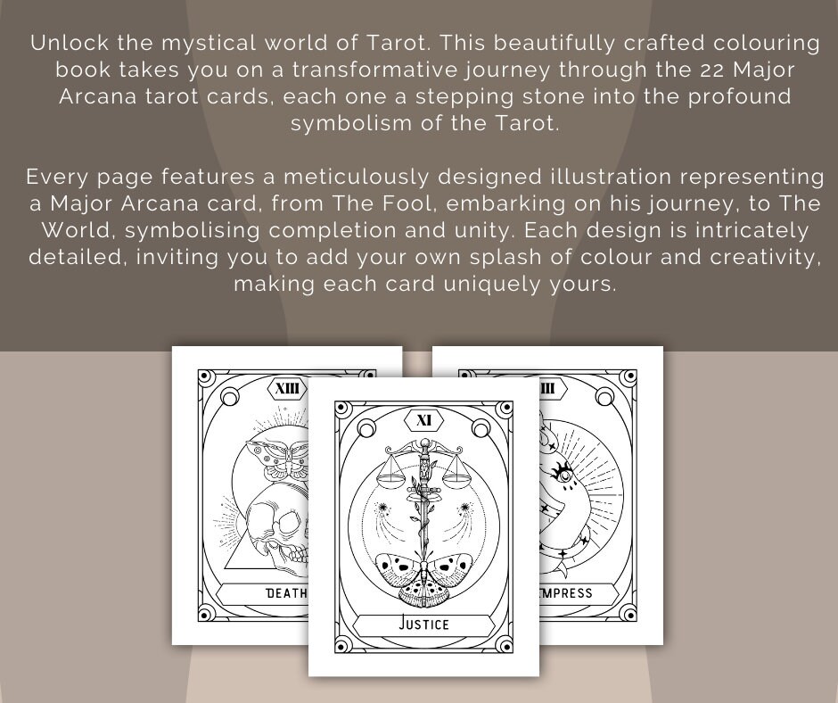 Tarot Card Colouring Book Instant Digital Download - Etsy