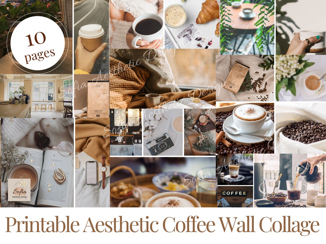 Collage de arte de pared imprimible en café paquete estético - Etsy México