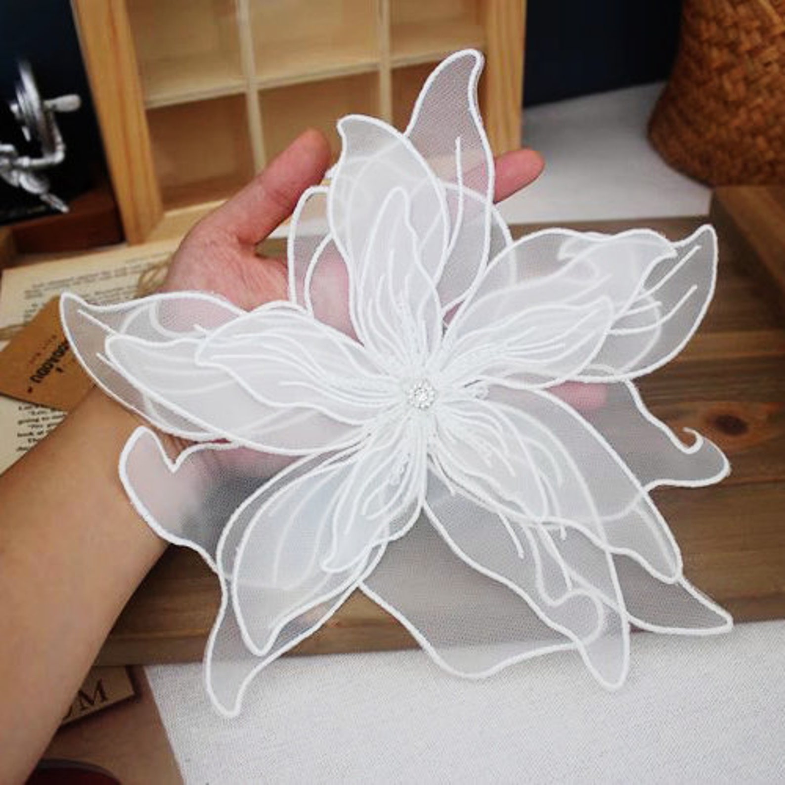 Large 3D Flower Beads Patch Applique , Diy Sew on Patches , Jacket ...