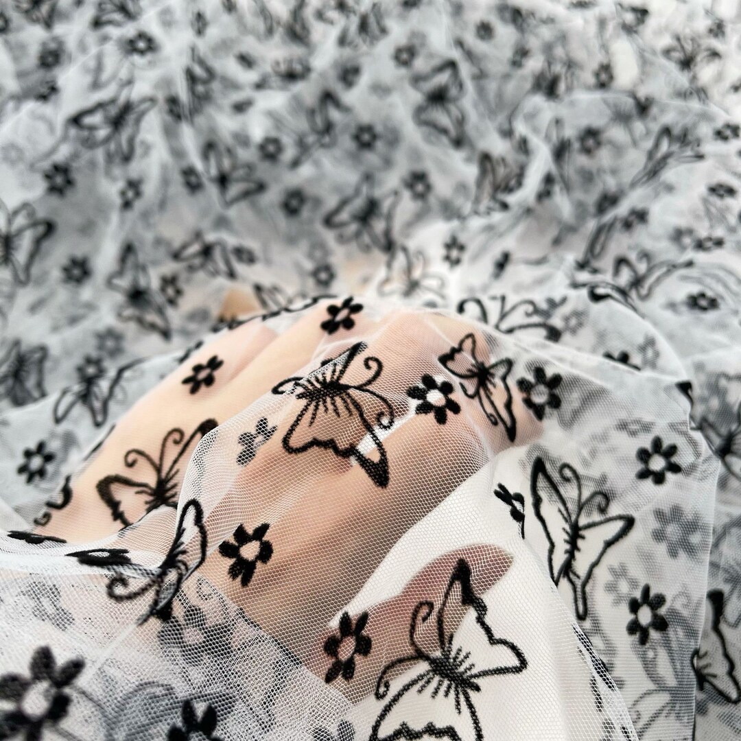 Butterfly Embroidery Lace Mesh Fabric Diy Lace Fabric Trim for Evening ...
