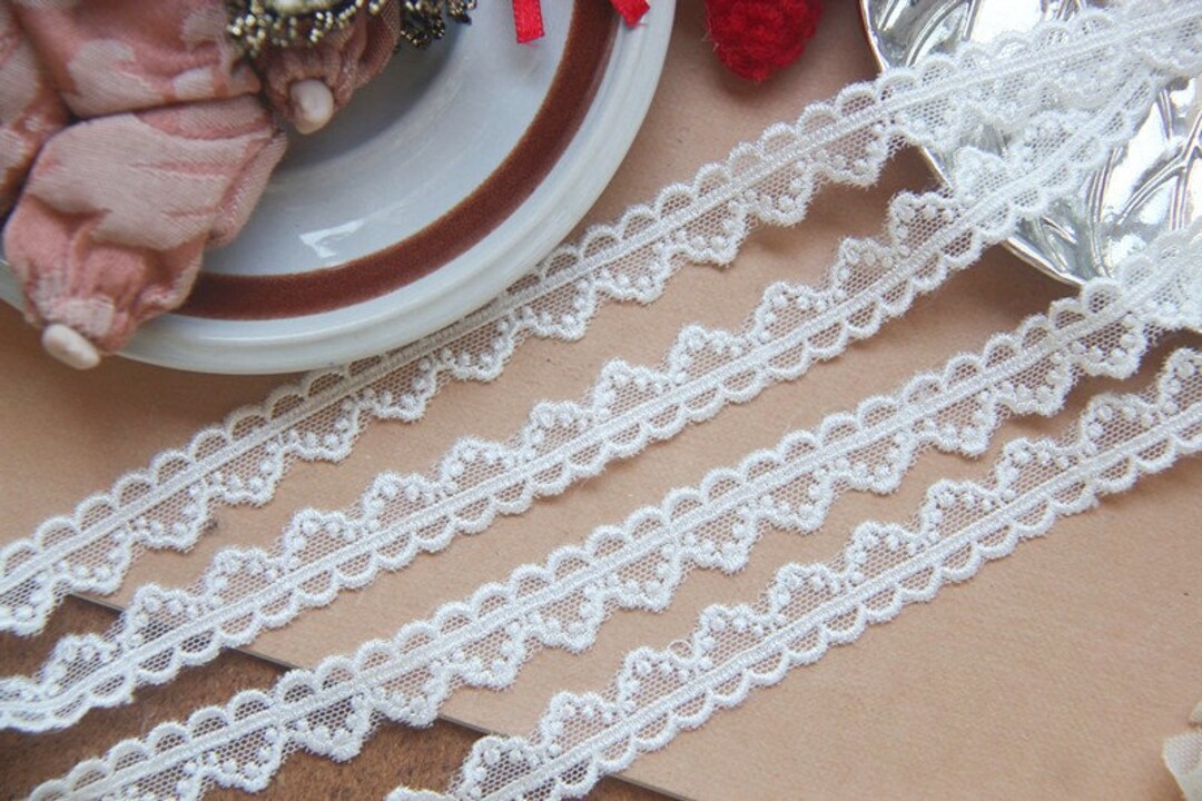 White Heart Venice Lace Trim, Embroidery Mesh Cotton Lace Trim for ...