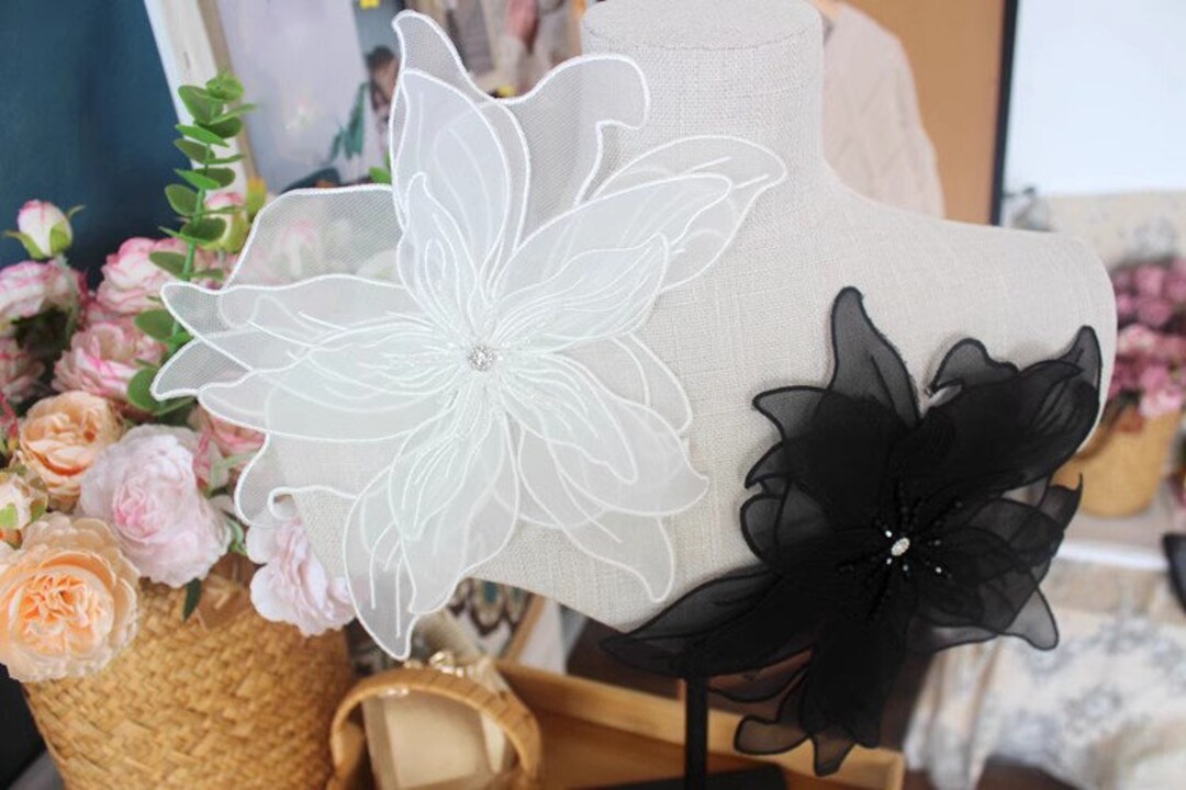 Large 3D Flower Beads Patch Applique , Diy Sew on Patches , Jacket ...