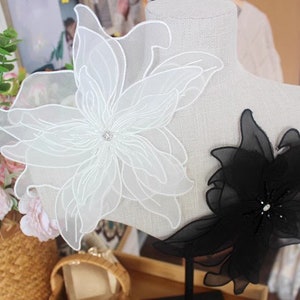Large 3D Flower Beads Patch Applique , Diy Sew on Patches , Jacket ...