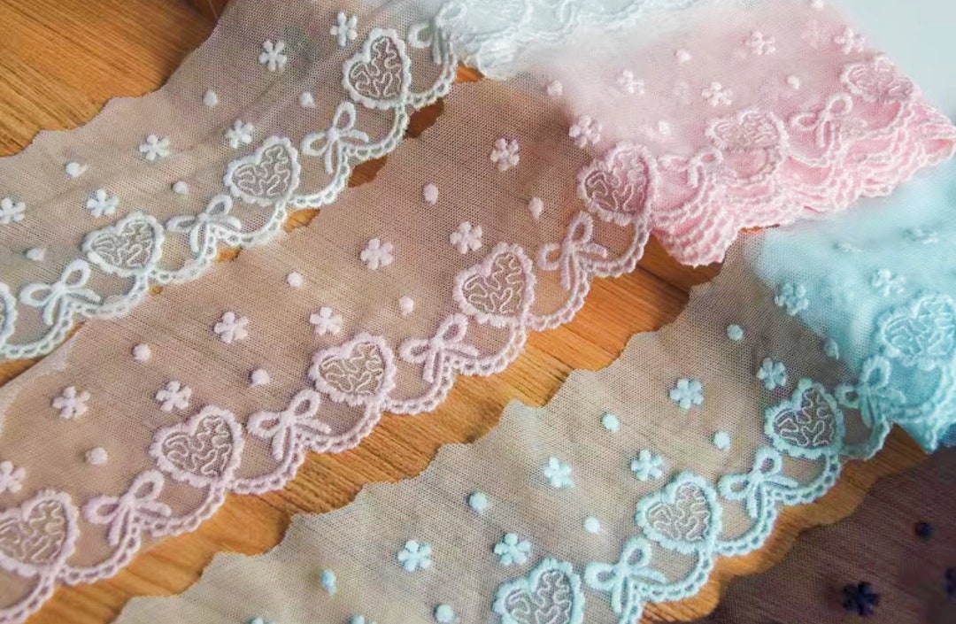 Heart Mesh Venice Lace Trim, Embroidery Cotton Lace Trim for Wedding ...