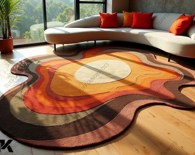 Handmade Wave Wool Rug, Irregular Modern Rug, Boho Decor - Etsy Canada