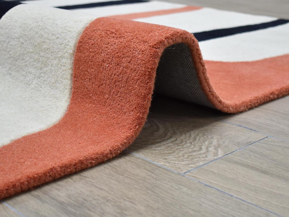 Hand-tufted Wool Area Rug: Groovy Geometric Blob Design - Etsy