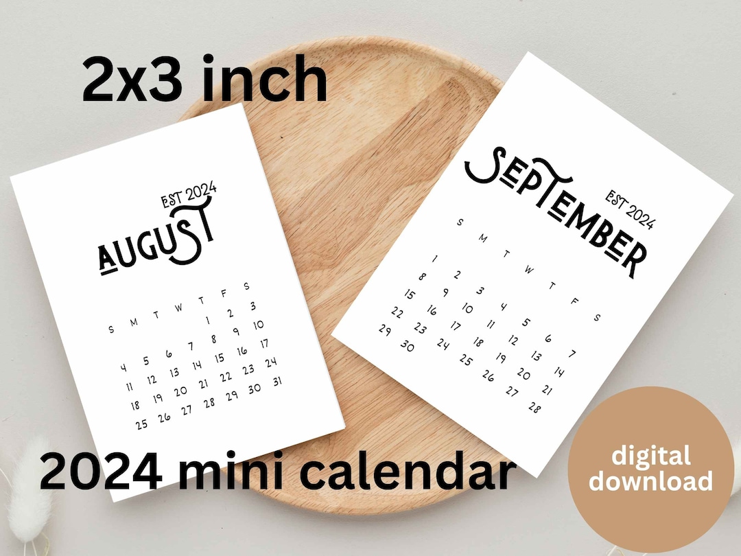 2024 Mini Calendar Printable PNG PDF Monthly Desk Planner Minimalist ...