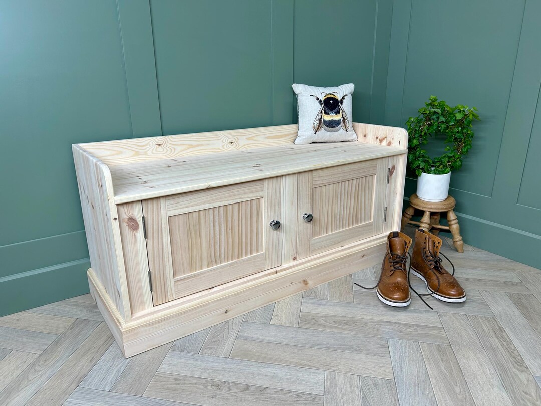4ft Wide Ready Too Paint, Entryway Storage Bench: Solid Wood Shaker ...