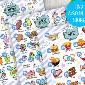 Pretend Play Restaurant Menu, Digital Download, Kids Kitchen Play Menus ...
