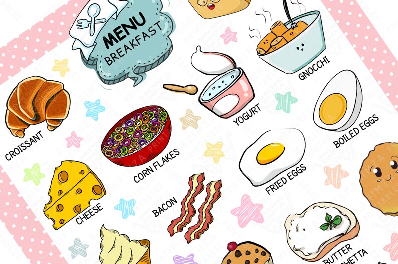 Pretend Play Menu, Digital Download, Kids Breakfast, Lunch, Dinner ...