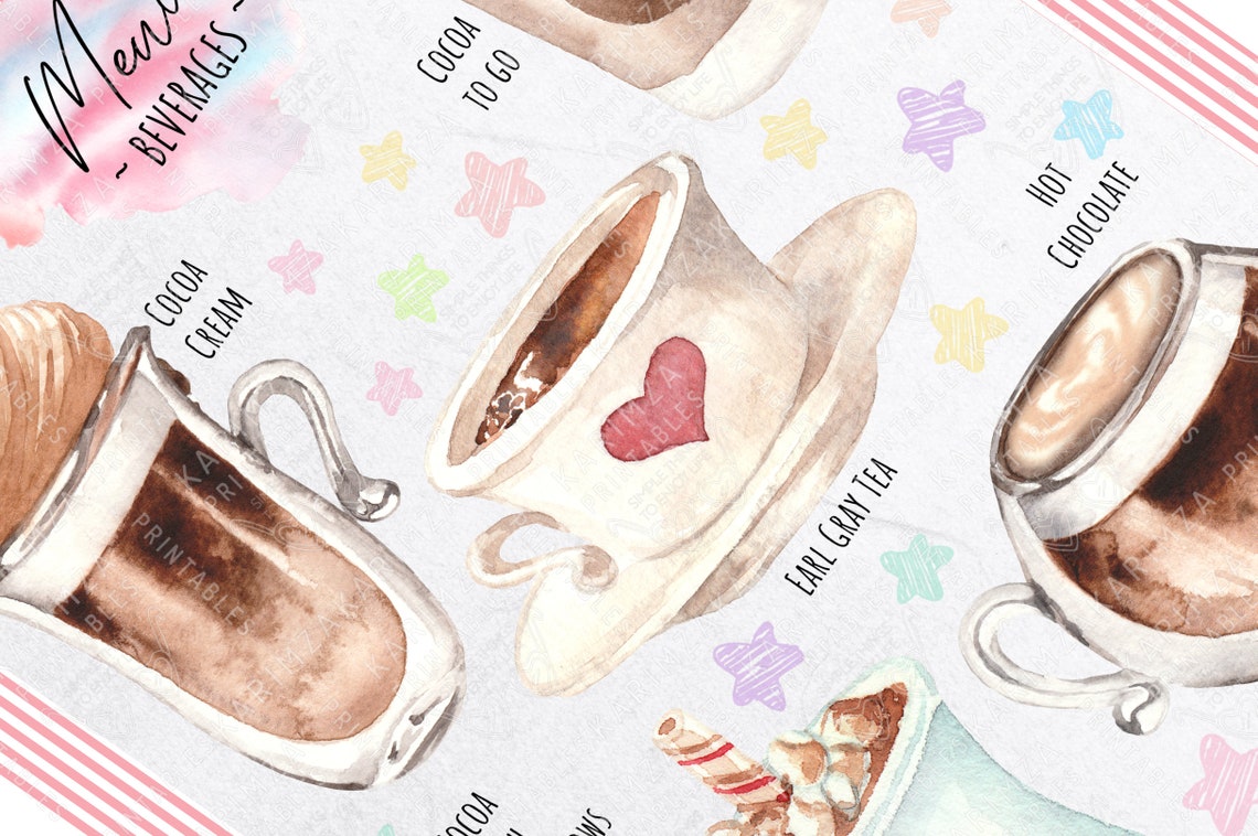 Pretend Play Cafe Menu for Kids, Digital Download, Printable Coffee ...