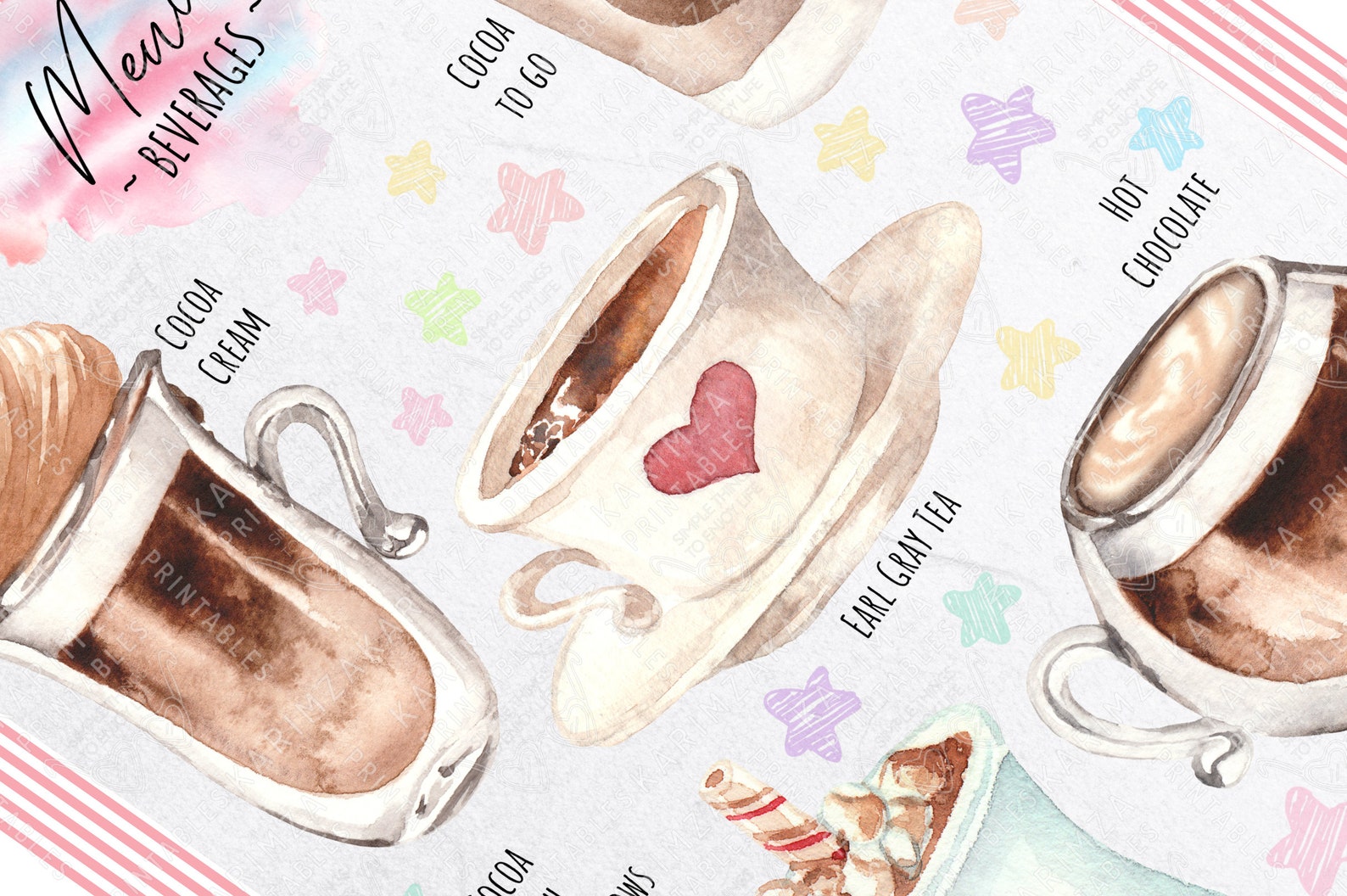 Pretend Play Cafe Menu for Kids, Digital Download, Printable Coffee ...