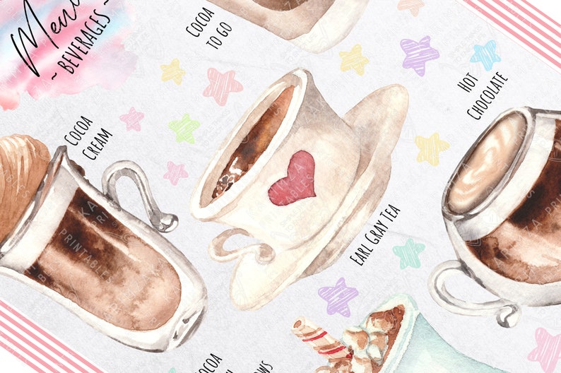 Pretend Play Cafe Menu for Kids, Digital Download, Printable Coffee ...