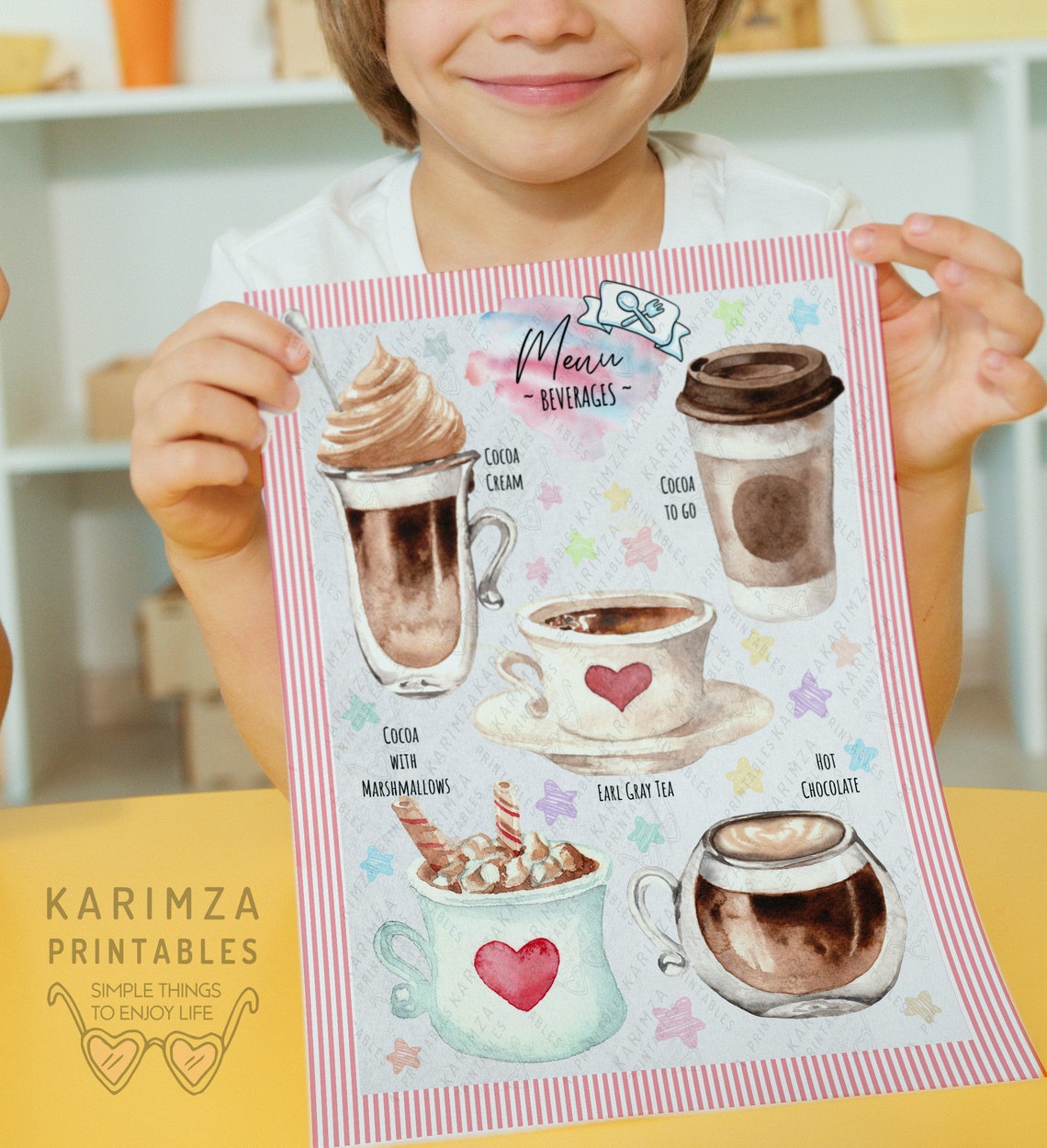 Pretend Play Cafe Menu for Kids, Digital Download, Printable Coffee ...