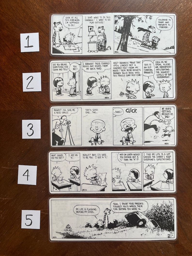 Calvin and Hobbes Comic Strip Bookmarks - Etsy