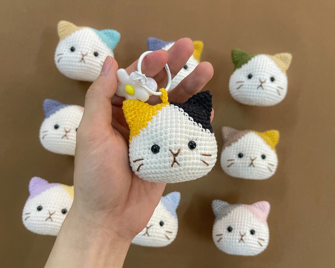 Cat Crochet Keychain Cute, Kawaii Keychain Cat Plush Toy, Cute ...