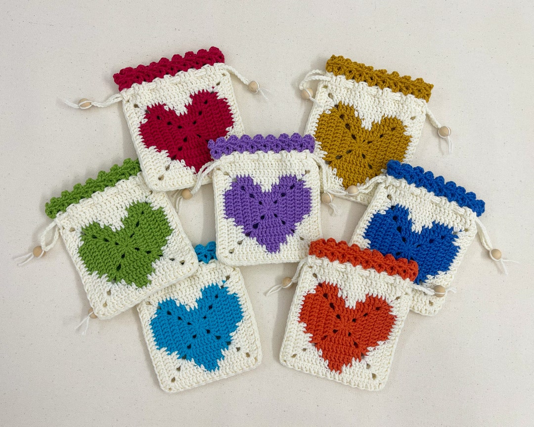 Small Crochet Drawstring Bag, Small Dice Bag, Minimalist Drawstring Bag ...