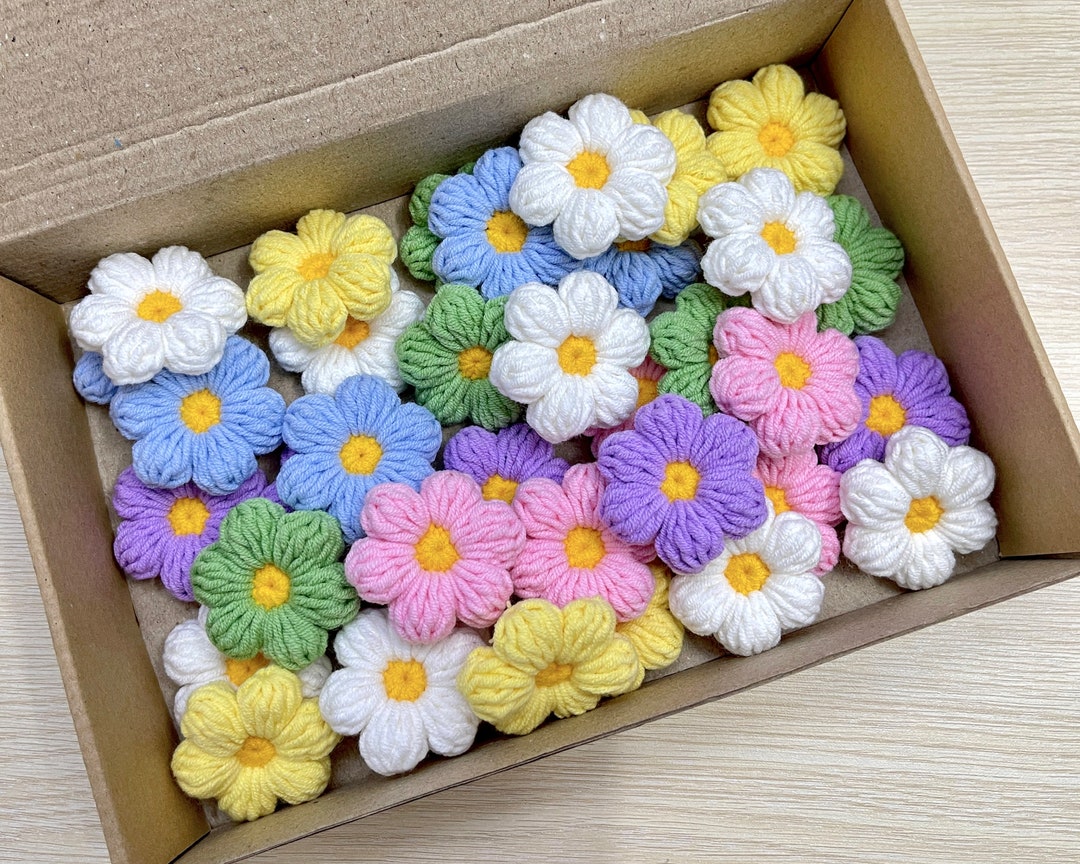 5/10/15/20 Puff Flower Crochet Applique for Sweater Decoration, 3D Puff ...