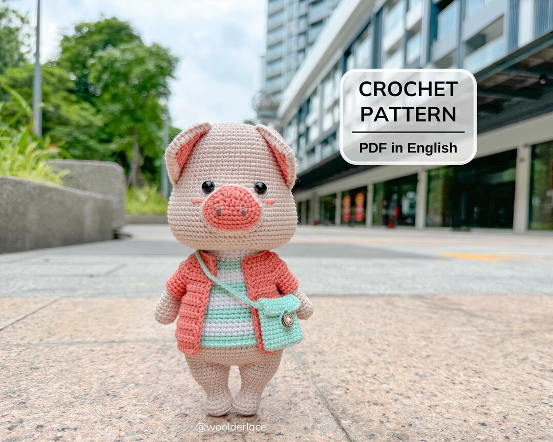 Kawaii Pig Amigurumi Crochet PDF Pattern in English, Cute Crochet Pig ...