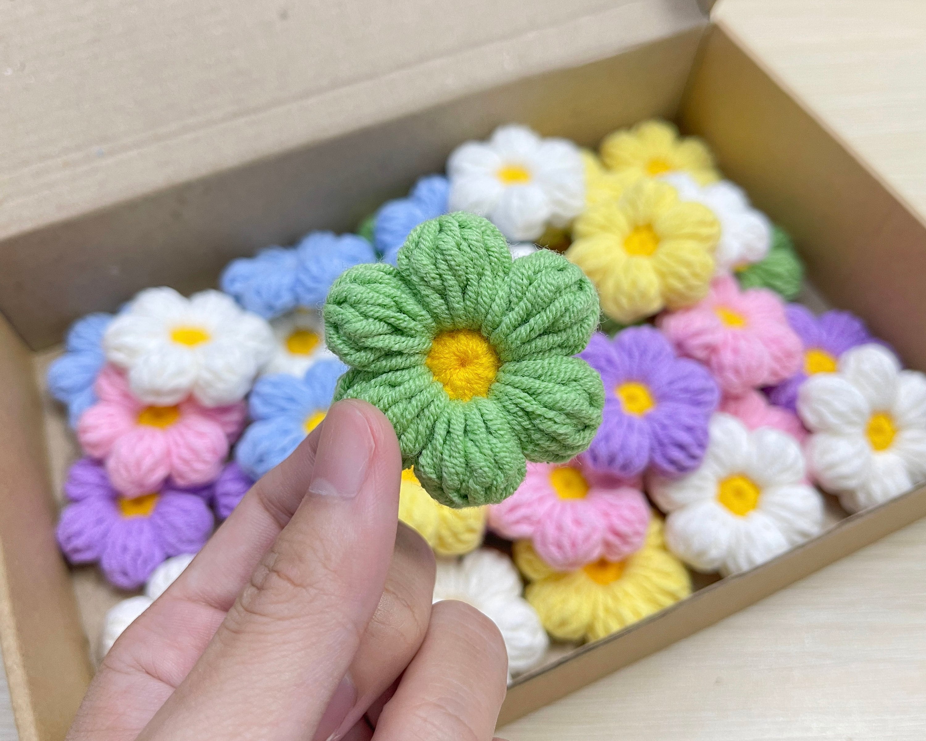 5/10/15/20 Puff Flower Crochet Applique for Sweater Decoration, 3D Puff ...