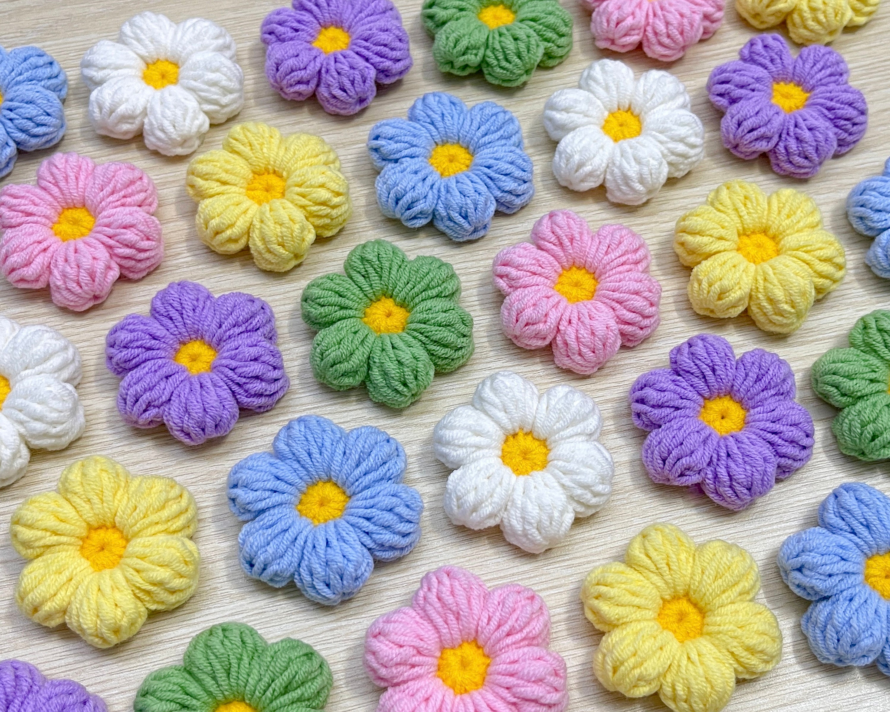 5/10/15/20 Puff Flower Crochet Applique for Sweater Decoration, 3D Puff ...