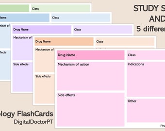 Printable Pharmacology FLASHCARD Template Study Helper for Medicine ...