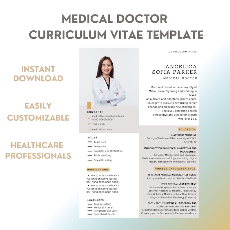 Not Your Boring CV | Medical Doctor CV Template | Curriculum Vitae ...