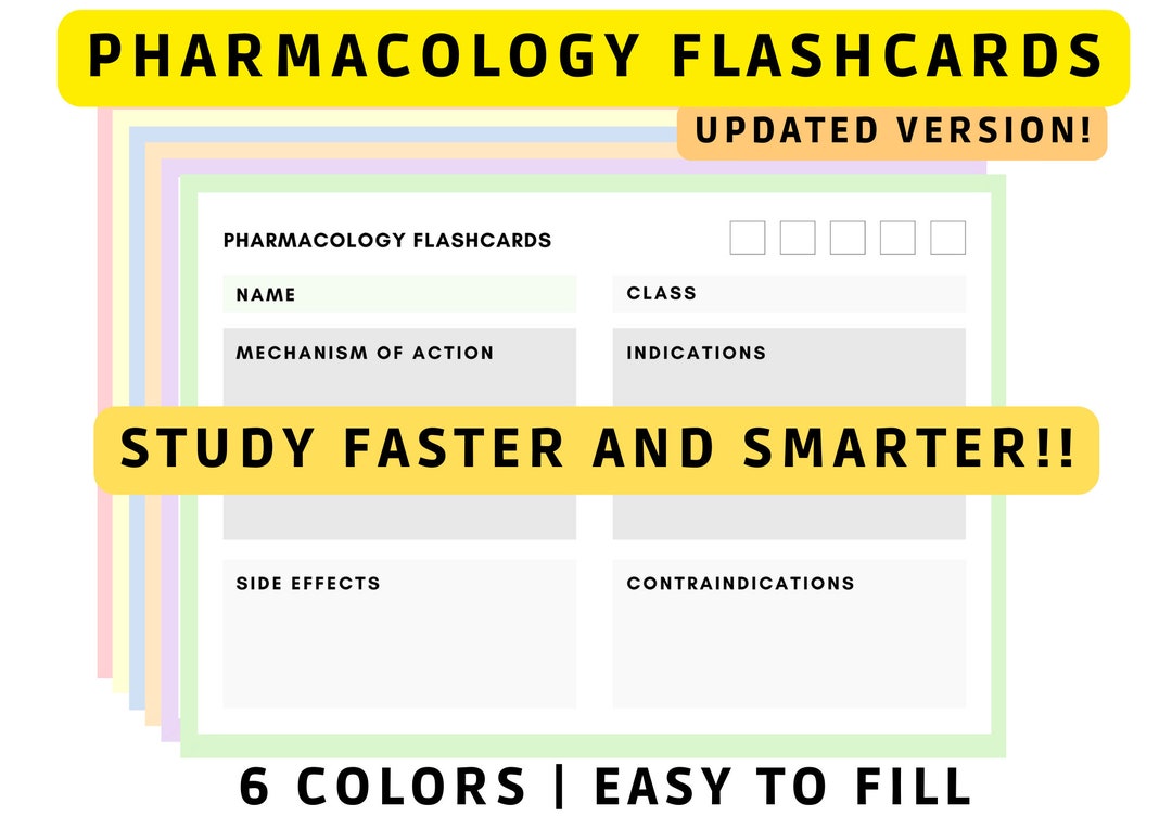 Printable Pharmacology FLASHCARD Template - Study Helper for Medicine ...