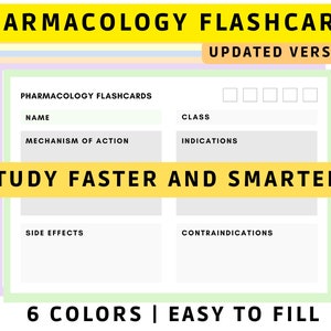 Printable Pharmacology FLASHCARD Template - Study Helper for Medicine ...