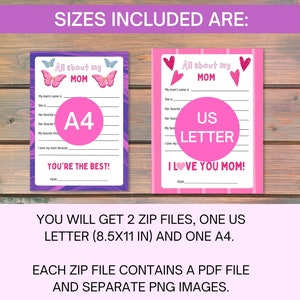 All About My Mom Fill in the Blank Printable, Mother's Day Gift, Mother ...