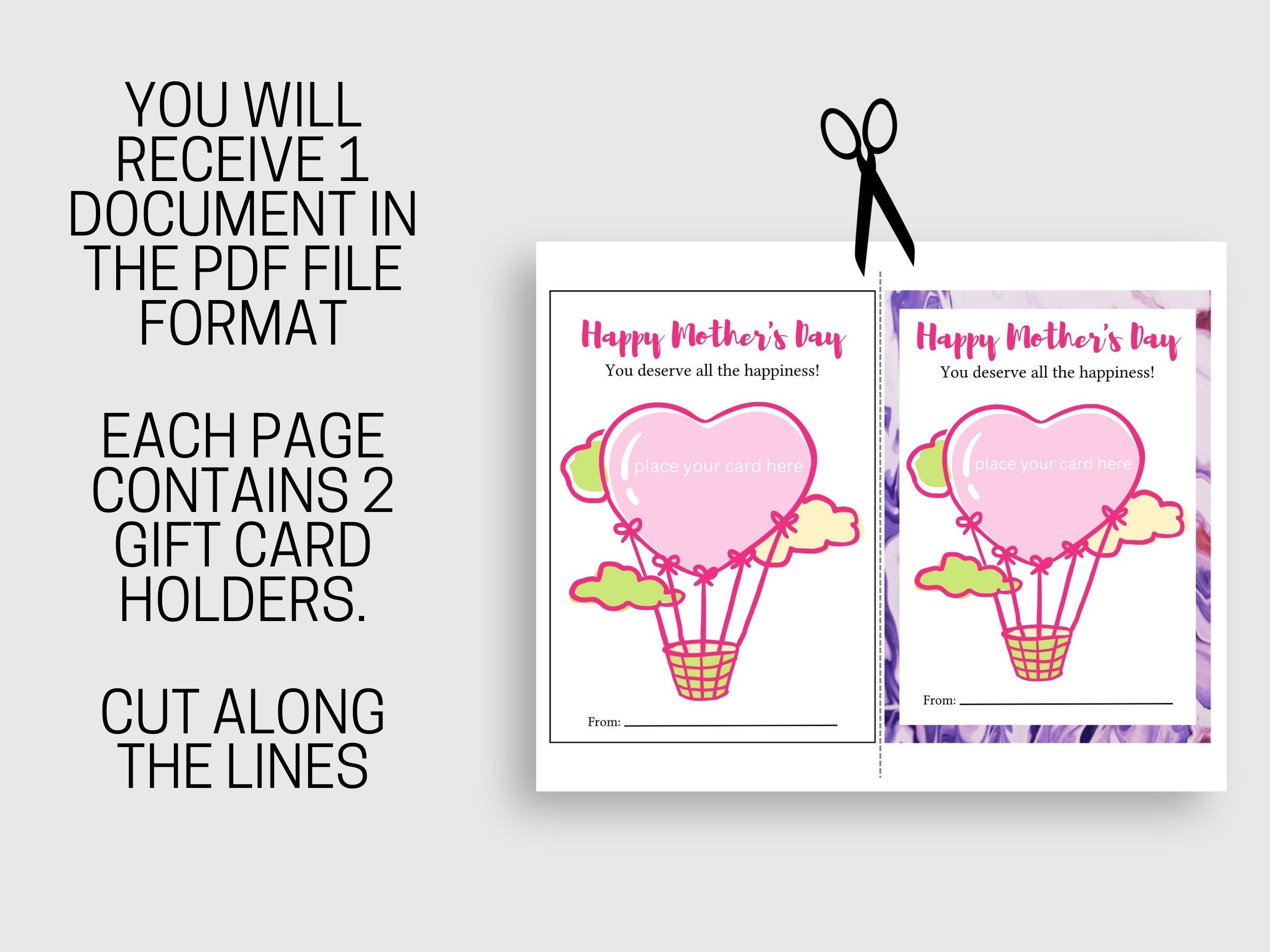 Mother's Day Gift Card Holder, Mother's Day Card Printable PDF, Mother ...