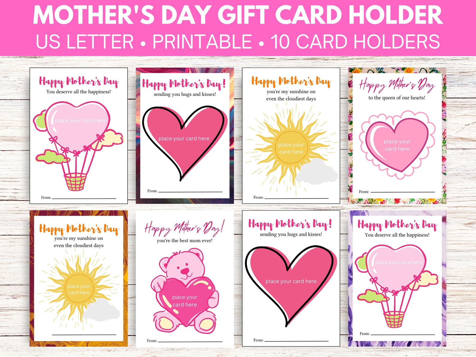 Mother's Day Gift Card Holder, Mother's Day Card Printable PDF, Mother ...