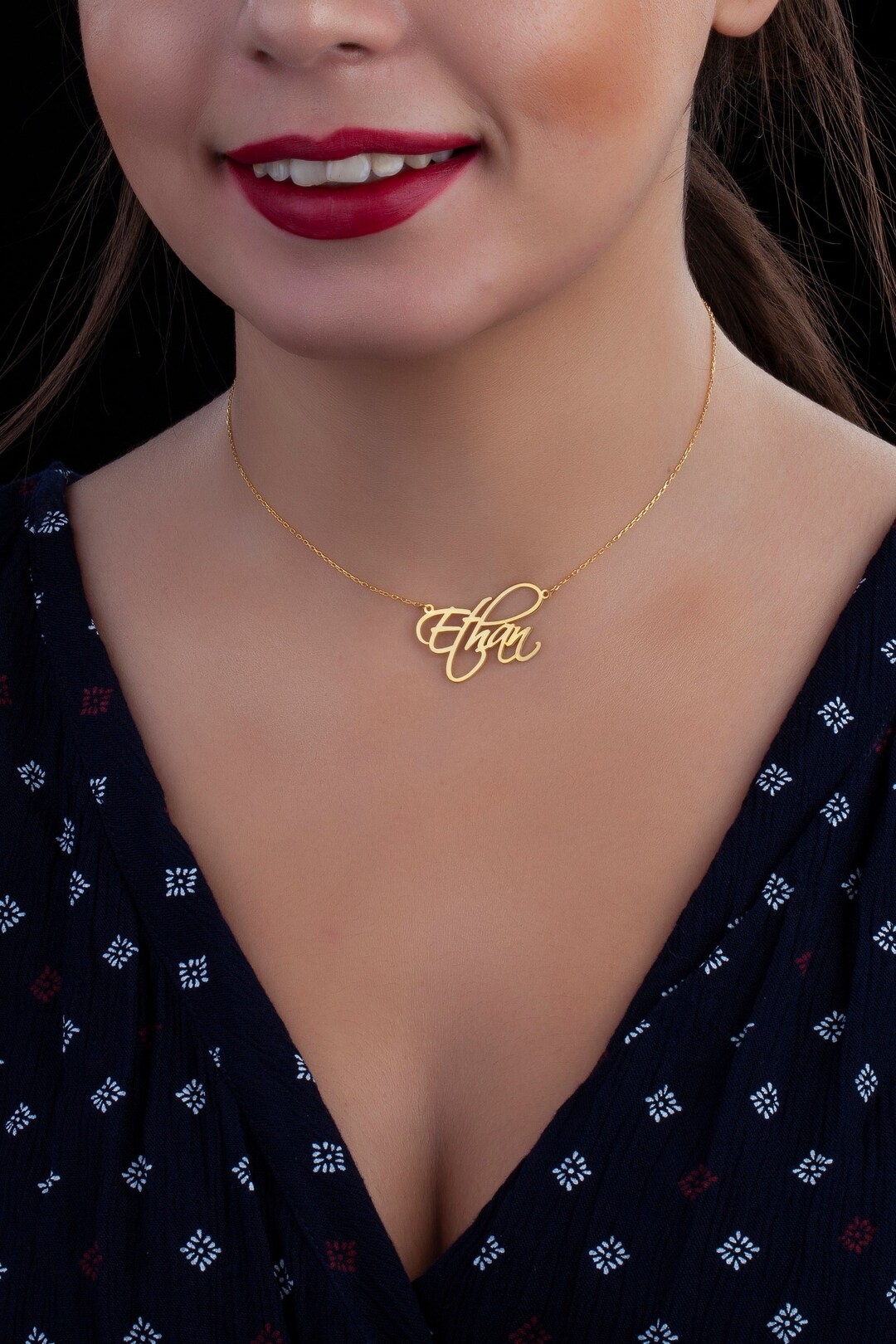 Sterling Silver Custom Nameplate Pendant, Personalized Signature Name ...