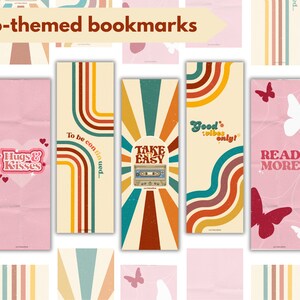 10 Retro-themed Bookmarks, Printable Bookmark Bundle, Girly Bookmarks ...