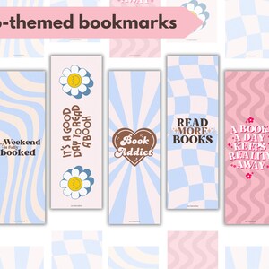 10 Retro-themed Bookmarks, Printable Bookmark Bundle, Girly Bookmarks ...
