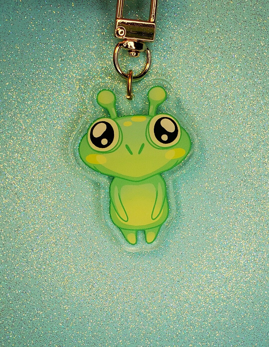 Tud Keychian, Ooblets Keychain, Frog, Acrylic Keychain With Gold-color ...