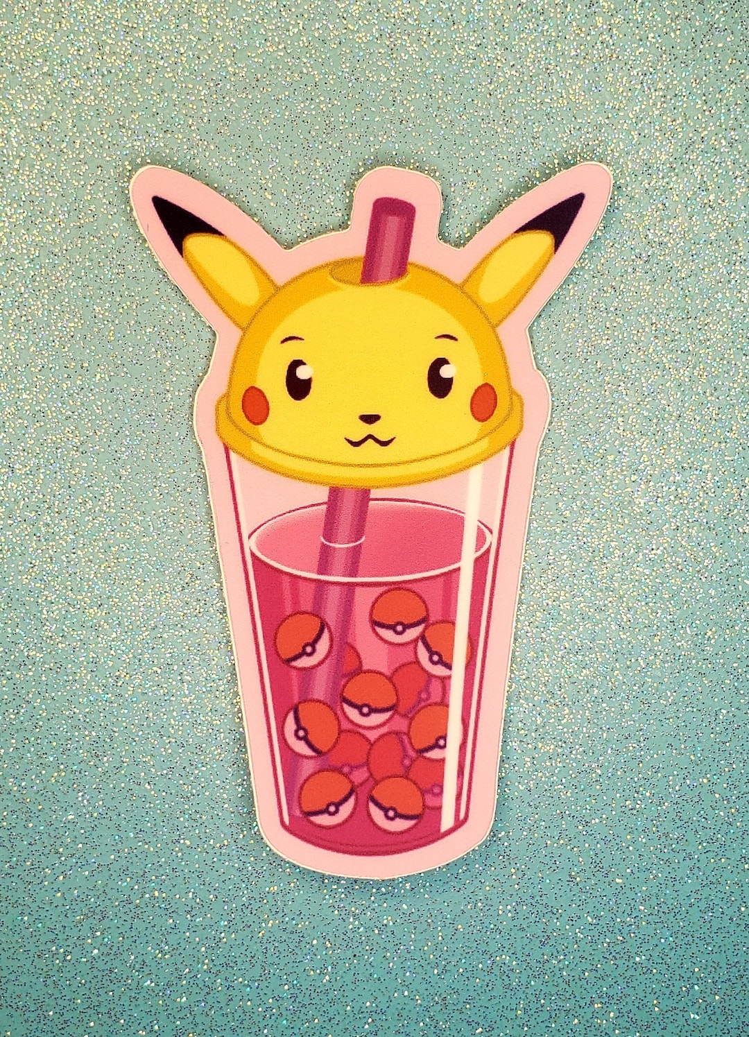 Pikachu Boba Sticker, Pokémon Sticker, Boba Tea Sticker, Vinyl ...