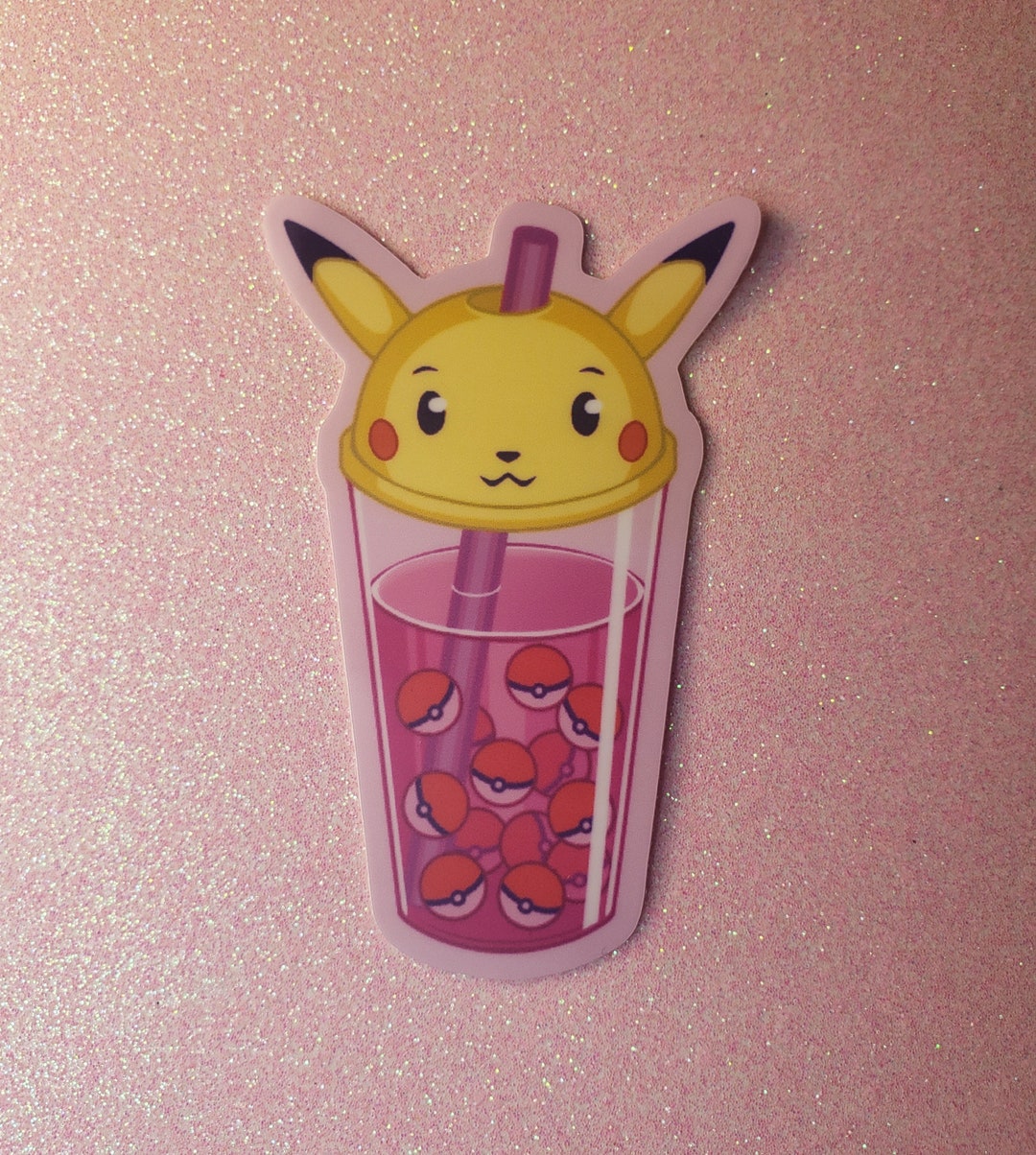 Pikachu Boba Sticker Pokémon Sticker Boba Tea Sticker Vinyl - Etsy