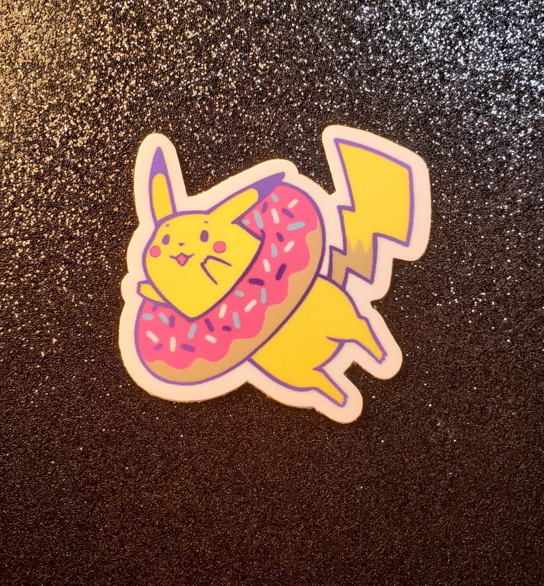 Pikachu Donut Sticker Vinyl Sticker for Laptops and Water - Etsy