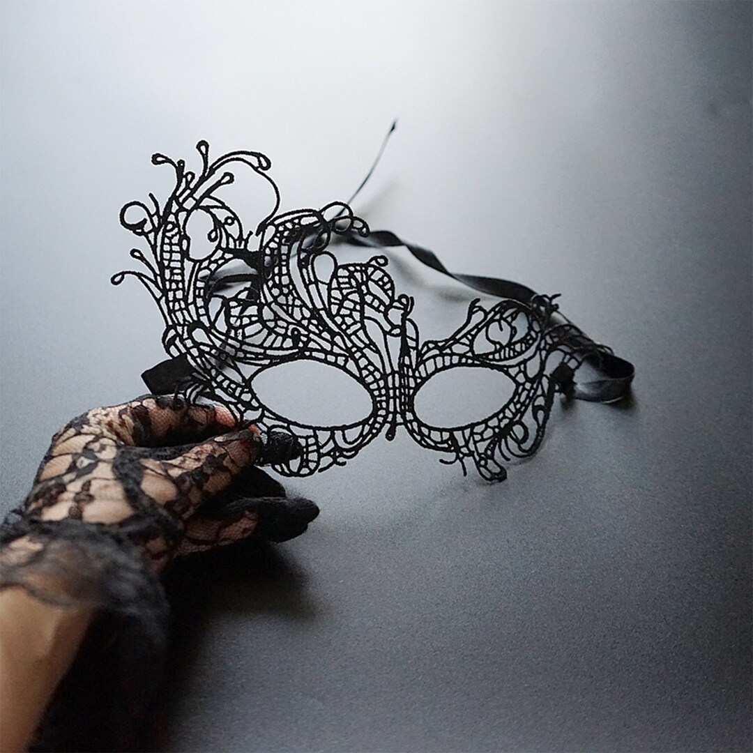 Lace Mask Masquerade Mask Black Mask Elegant Macrame Lace - Etsy