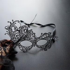 Lace Mask Masquerade Mask Black Mask Elegant Macrame Lace - Etsy